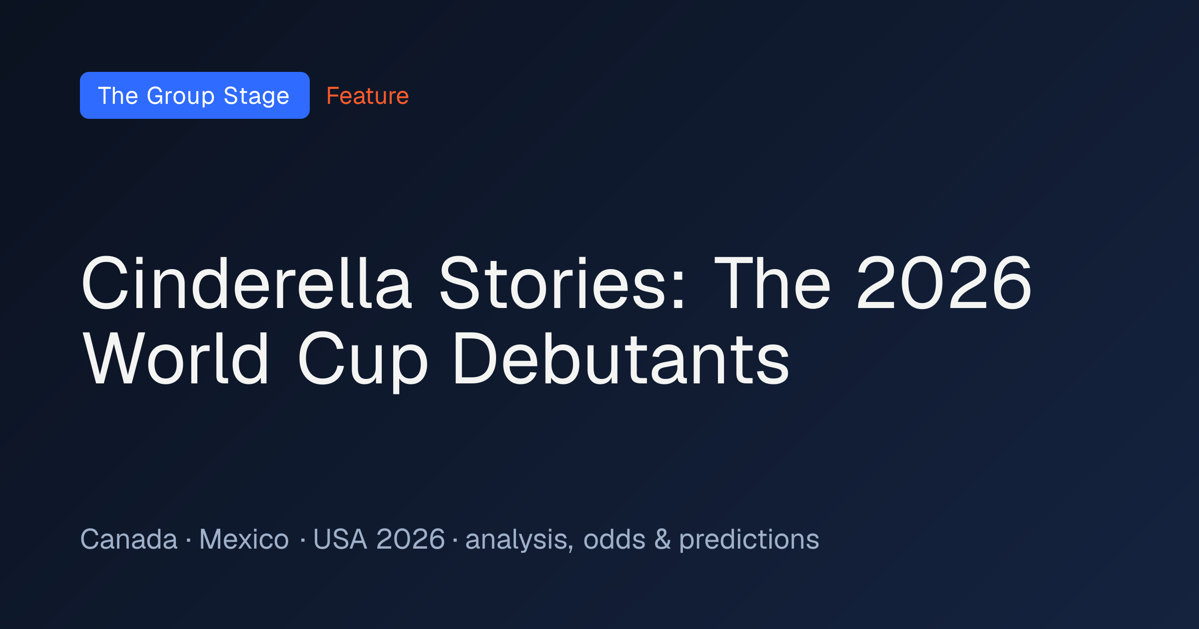 Cinderella Stories: The 2026 World Cup Debutants