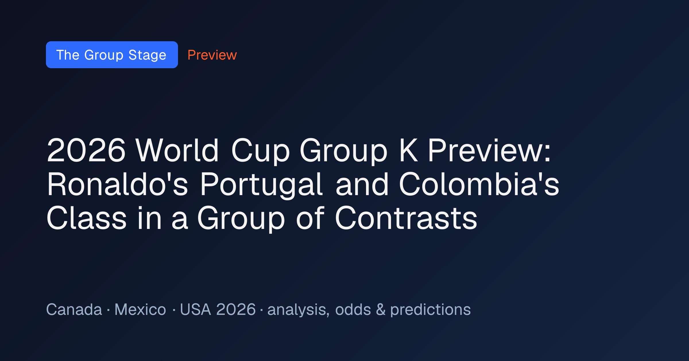 2026 World Cup Group K Preview: Ronaldo's Portugal and