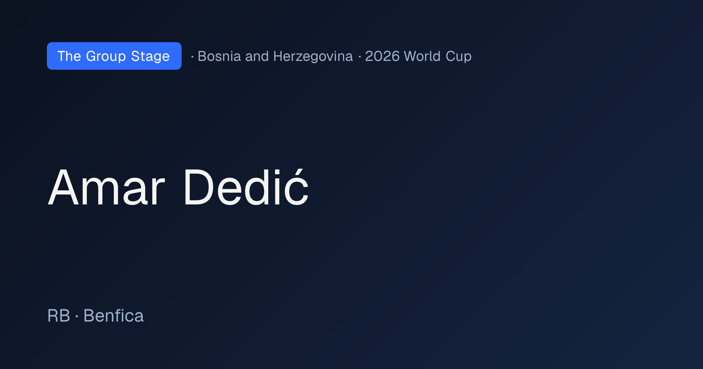 Amar Dedić at the 2026 World Cup: Bosnia and Herzegovina